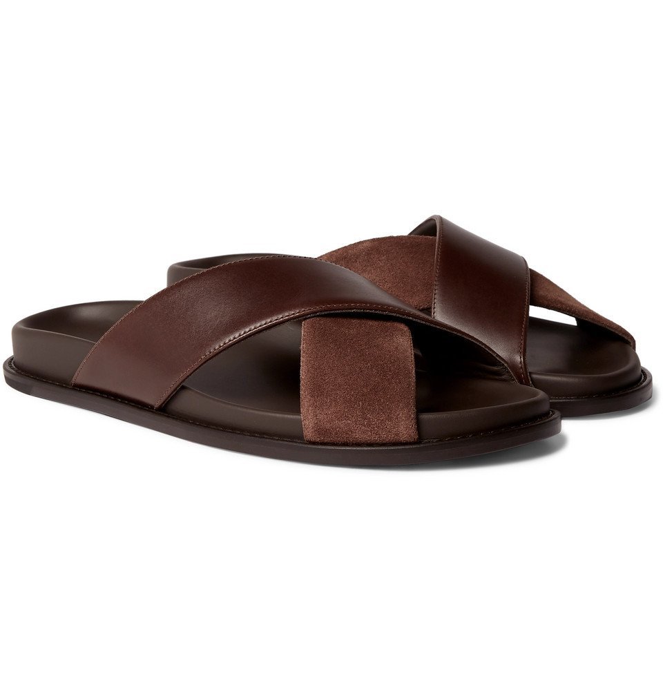Mr P. - Leather and Suede Slides - Brown Mr P.