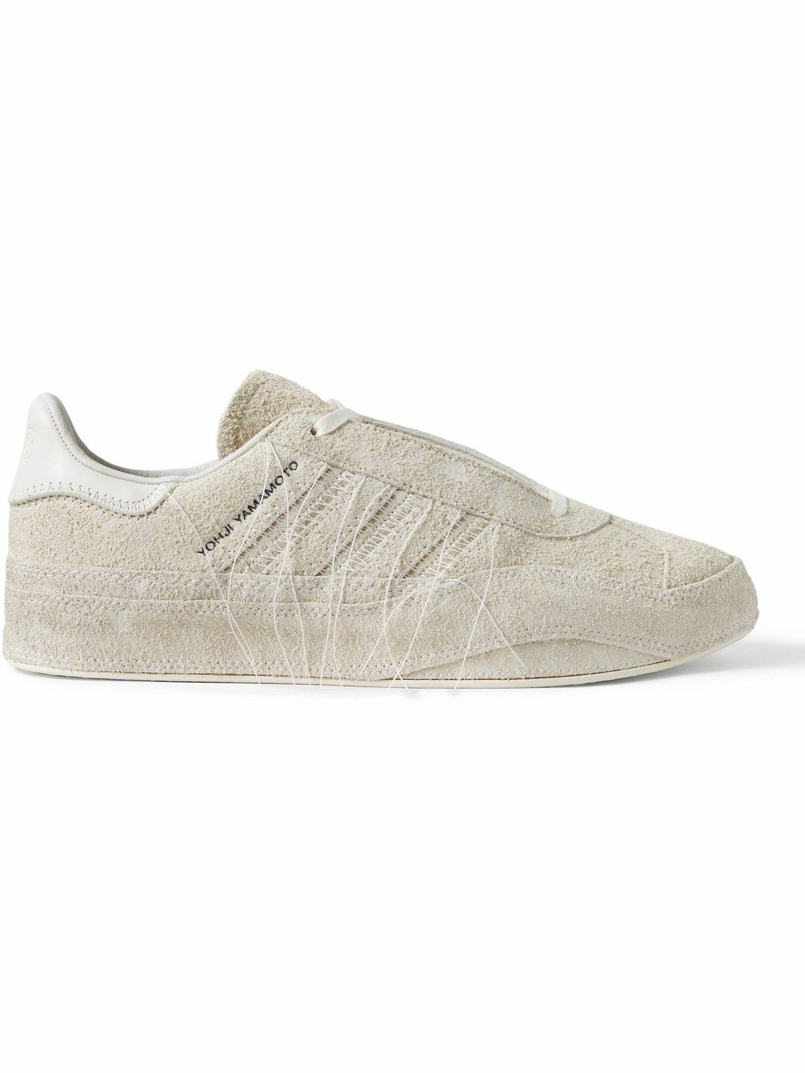 Y-3 - Gazelle Distressed Leather-Trimmed Suede Sneakers - White Y-3