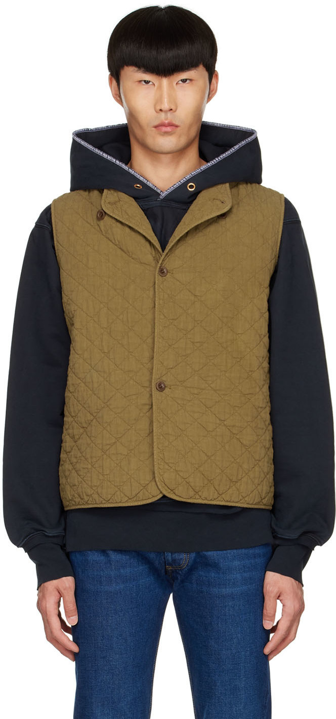 Maison Margiela Khaki Cotton Quilted Vest Maison Margiela