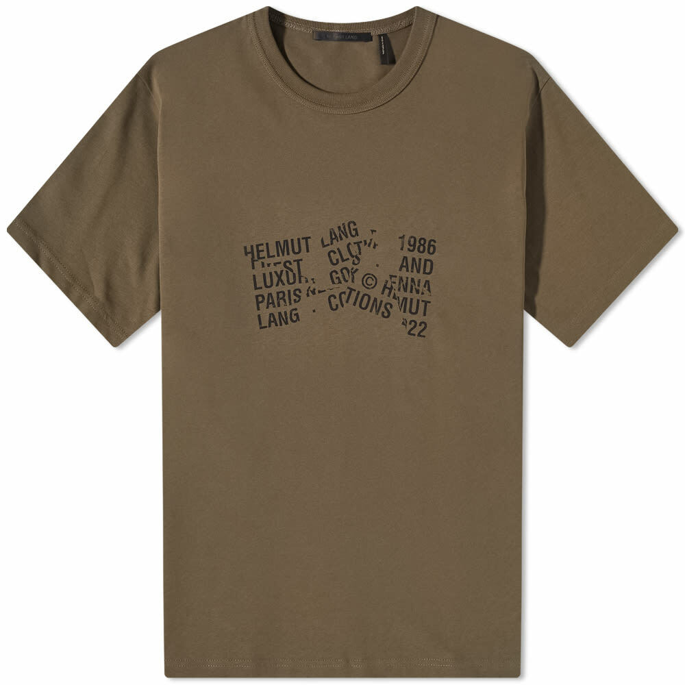 Helmut Lang Men's Crumple Logo T-Shirt in Juniper Helmut Lang