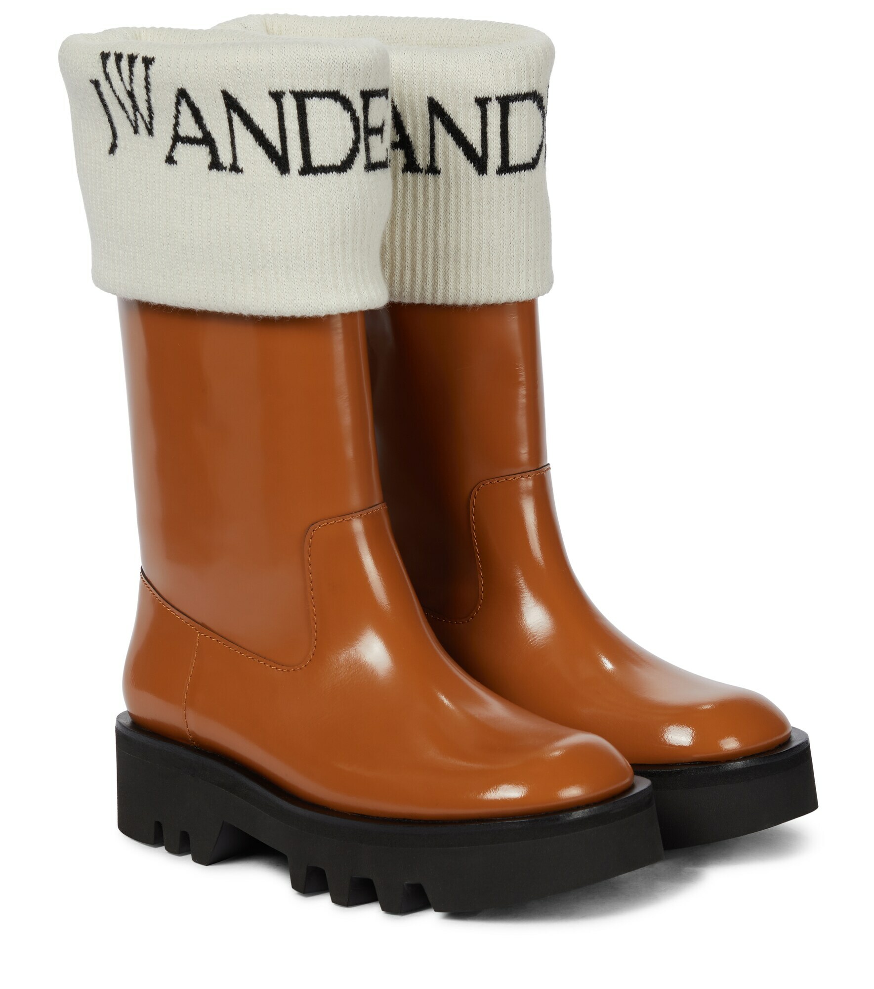 JW Anderson - Logo-intarsia leather boots JW Anderson