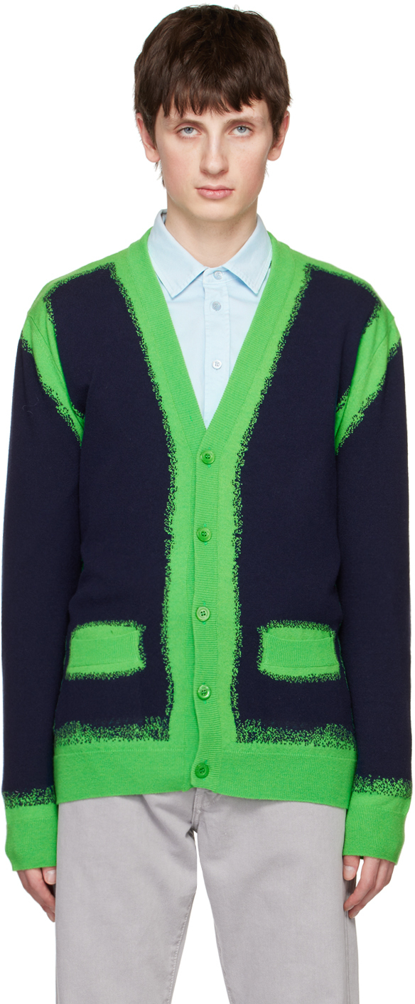 Moschino Navy & Green Paint Cardigan Moschino