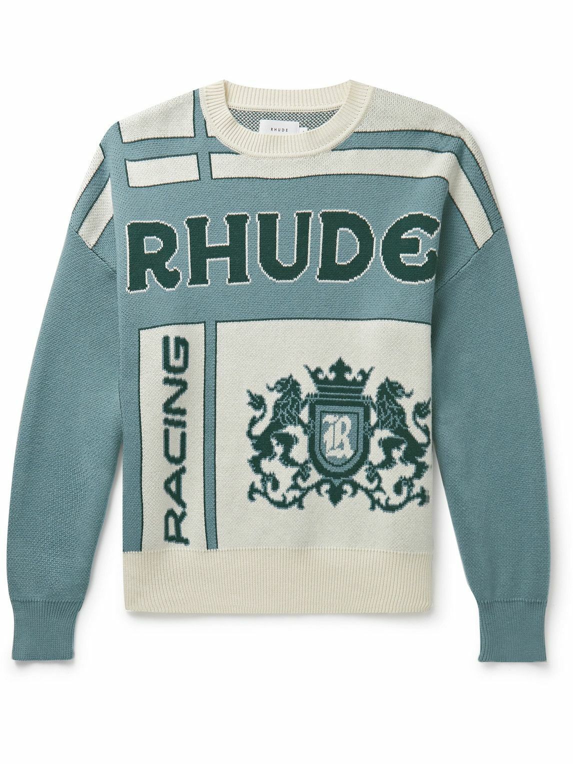 Rhude - Palm Jacquard-Knit Pima Cotton and Cashmere-Blend Sweater ...