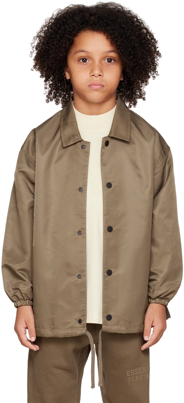 Essentials Kids Brown '1977' Coaches Jacket Essentials