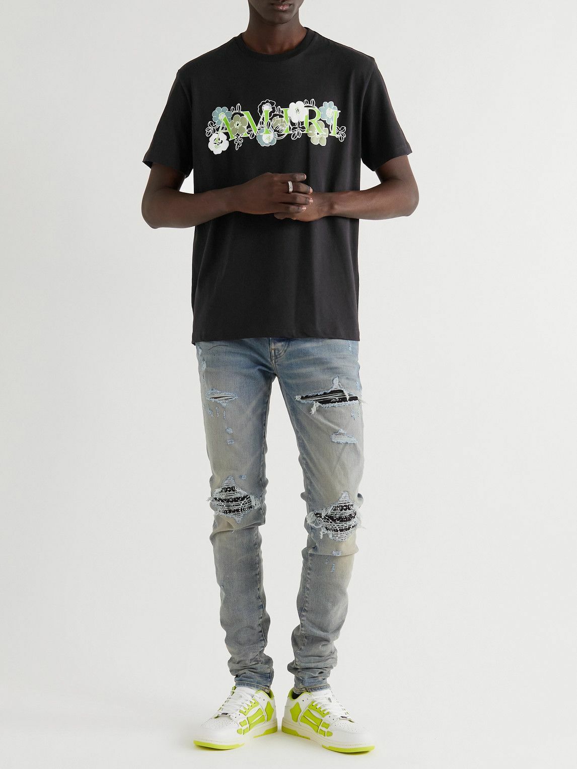 AMIRI - Flower Logo-Print Cotton-Jersey T-shirt - Black Amiri