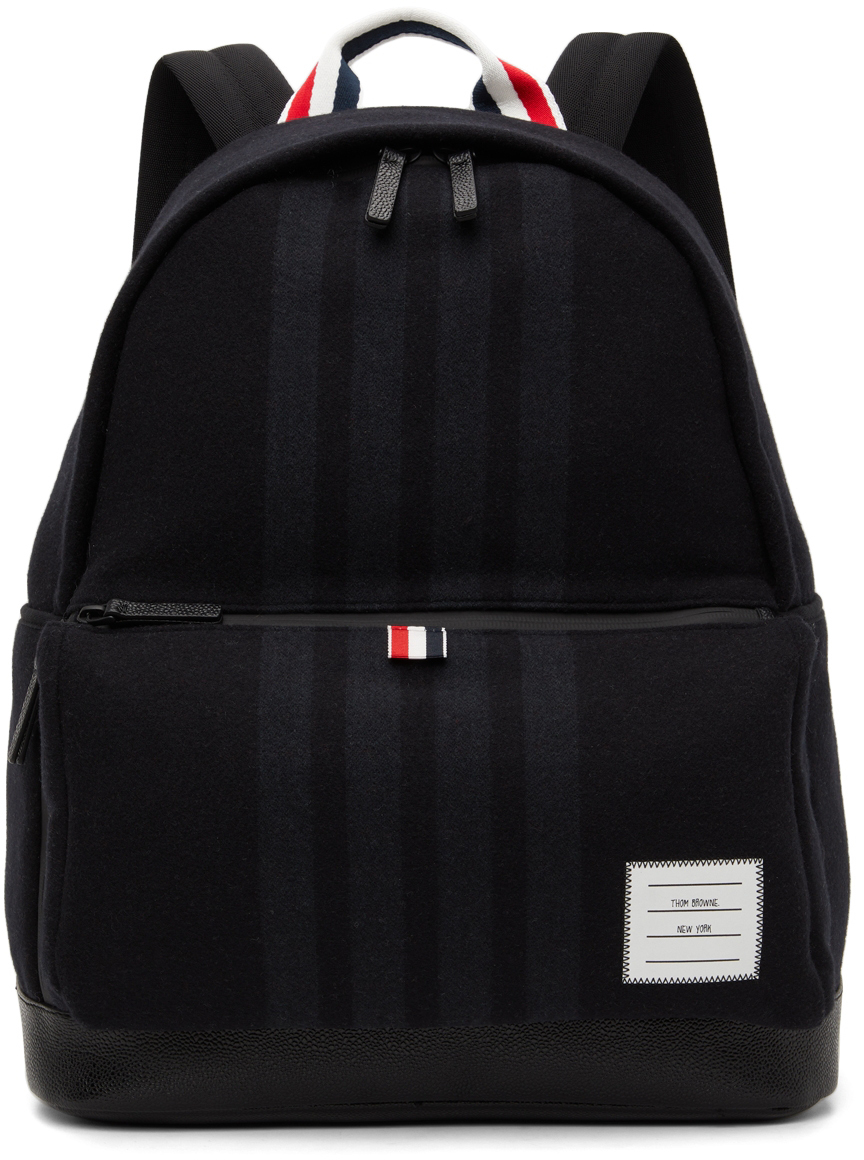 Thom Browne Black Melton 4-Bar Easy Backpack Thom Browne