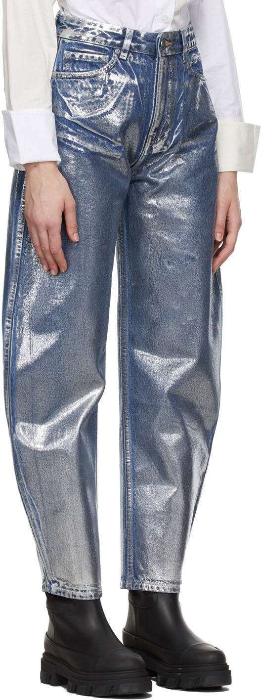 GANNI Indigo & Silver Denim Stary Jeans GANNI